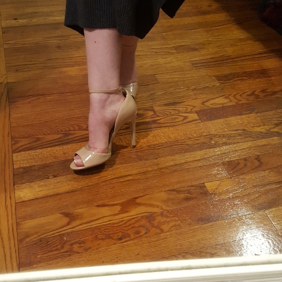 Saks Fifth Avenue | Shoes | Saks Fifth Avenue Nude Patent Pumps Open Toe | Poshmark